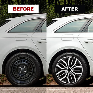 Pilot Automotive WH142-16S-B 16 Inch Super Sport Black & Silver Universal Hubcap Wheel Covers For Cars - Set Of 4 - Fits Most Cars