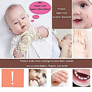 Organic Cotton Infant No Scratch Mittens Newborn for Baby Mittens 0-6 Months,4 Pairs