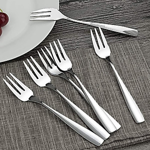 HOMMP 16 Pieces Stainless Steel 3-tine Dessert Fork, Cake Fruit Fork Set