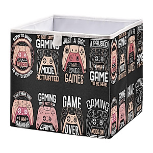 QUGRL Game Controller Set Storage Bins Organizer Gamepad Joystick Foldable Clothes Storage Basket Box for Shelves Closet Cabinet Office Dorm Bedroom 15.75 x 10.63 x 6.96 in