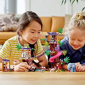 LEGO Friends Jungle Rescue Base 41424 Building Toy for Kids, Animal Rescue Kit That Includes a Jungle Tree House and 2 Elephant Figures for Adventure Fun (648 Pieces)