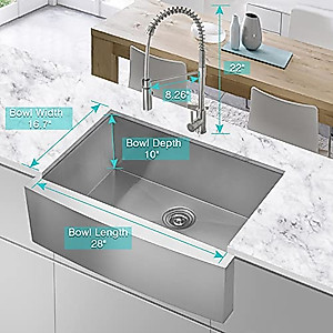 JASSFERRY Farmhouse Apron-Front Kitchen Sink Pull-Down Kitchen Faucet Combo 16-gauge Stainless Steel 30-inch Rounded Curved Undermount Sink