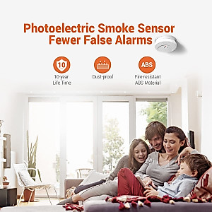 Jemay Smoke Detector, Smoke Alarm with Advanced Photoelectric Technology, Smoke Detector with Test Button and Low Battery Reminder, Fire Alarm with Battery Backup Used in Home, AW106, 6 Packs