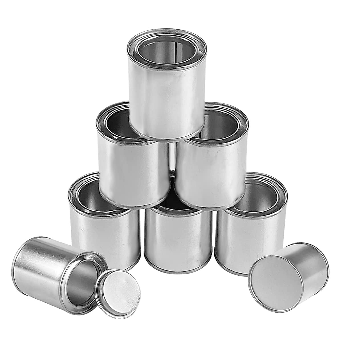 Esamploe 8 Pack Empty Metal Paint Cans with Lids(1/4 Pint Size),1/2 Cup Capacity Touch Up Paint Containers,Paint Storage Containers for Leftover Paint,Tiny Empty Unlined Pint Paint Pails