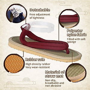Anime Unisex Cosplay Clog Shoes Japanese Cosplay Prop Oshitari (7.5,Deep Red)