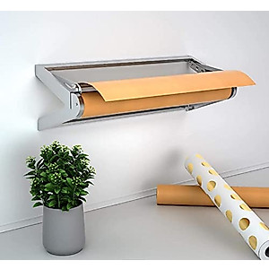 HFS(R) Paper Roll Holder Dispenser with Cutter Wall Mounted or Table Top for Cafe, Artist Studio, Office, Kitchen, Living 24"