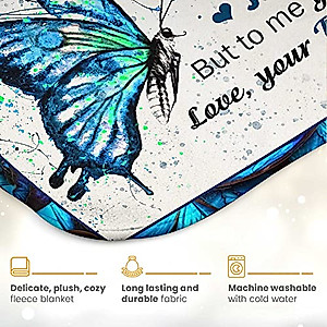 Pavo Mom Gifts Set Blanket and Tumbler for Mom from Daughter, Blue Butterfly 50" x 60" Fleece Blanket and 20Oz Stainless Steel Tumbler Bundle