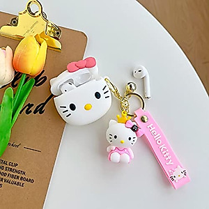 Airpod Pro Case Soft Silicone Cute Cartoon Kawaii Funny Fashion Case, Matching Cartoon Keychain,Fits Girls Teen Cover, Compatible with Airpod Pro. (PRO cat Pendant Pink)