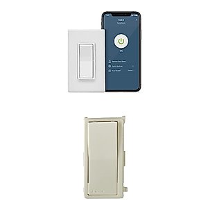 Leviton D215S-2RW Decora Smart Wi-Fi Switch, Works with Hey Google, Alexa, Apple HomeKit/Siri, & Anywhere Companions, No Hub Required, Neutral Wire Required, w/Light Almond Color Change Kit