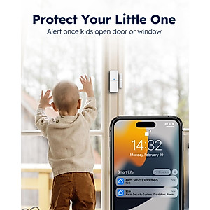 WiFi Door Alarm System, Wireless DIY Smart Home Security System, with Phone APP Alert, 8 Pieces-Kit (Alarm Siren, Door Window Sensor, Remote), Work with Alexa, for House, Apartment, by tolviviov