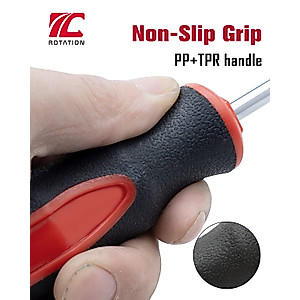 ROTATION 8-Piece Magnetic Screwdrivers Set with red tip, 4 Phillips and 4 Slotted Tips, Professional Cushion Grip Screwdriver Set with High Torque
