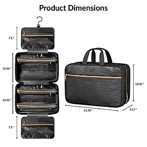 Dot&Dot Leather Hanging Travel Toiletry Bag for Women - Large Travel Toiletries Bags for Women - Travel Bags for Women Toiletry and Makeup - Makeup Travel Bag Organizer - Toiletry Travel Bag Women