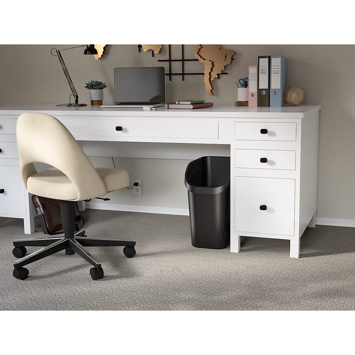 Rubbermaid Undercounter Small Trash Can, 2 Pack Blue and Black for Recycling/Waste, 9.4-Gallon, Fits under Sink/Desk/Cabinate for use in Kitchen/Bathroom/Office