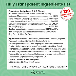 PawMedica Dog Probiotics and Digestive Enzymes, Probiotics for Dogs Made in USA, Pet Probiotic Chews for Dogs, Prebiotics & Probiotic Dog Digestive Support, Probiotic Treats - 120 Dog Probiotic Chews