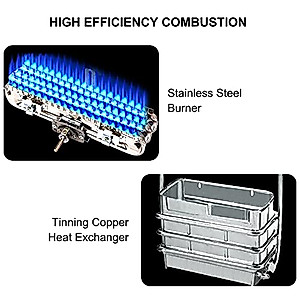 Portable Propane Tankless Water Heater, Camplux 2.11 GPM On Demand Camping Gas Water Heater, Gray