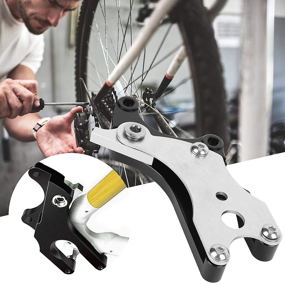 VGEBY Bike Disc Brake Adapter, Aluminum Alloy Brake Fixed Seat Adapter Converter CNC Integrated Molding Disc Brake Conversion Disc Brake Adapter Disc Brake Conversion