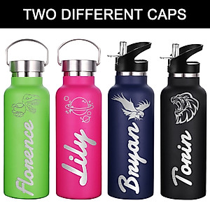 SRdrew Personalized Water Bottles, Custom Insulated Water Bottle with Name Logo Text Engraved for Men Women Boys Girls- 26oz/12oz(350ML/750ML)