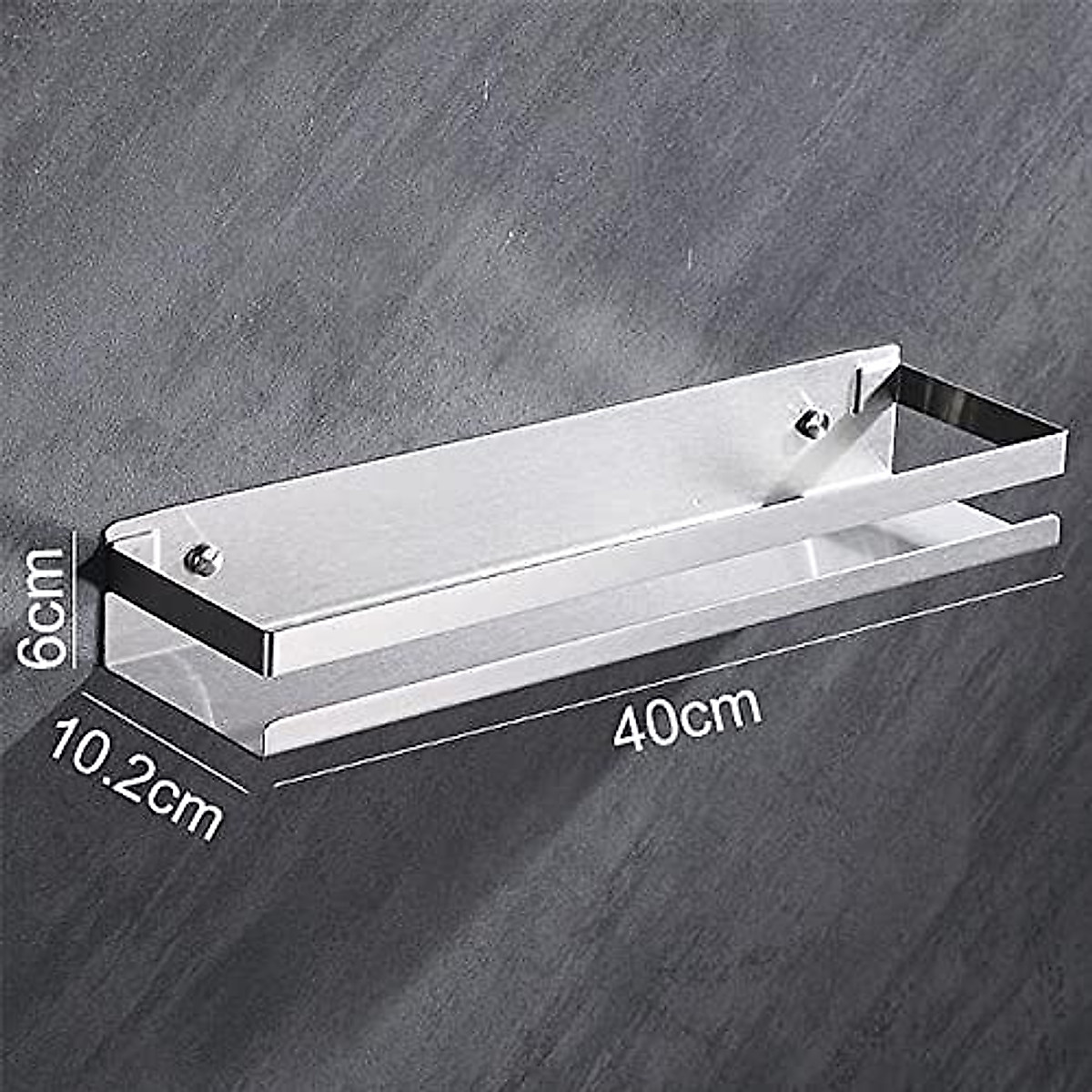 ATNKYOU Bathroom Shelf Adhesive Floating Shelf Stainless Steel Shower Caddy 1 Tier Storage Organizer Rack Wall Mount No Drilling for Bathroom Kitchen Toilet Living Room,40CM