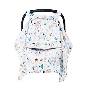 SJEhome Carseat Covers for Babies,Car Seat Warm Windproof Cotton and Fleece Canopy for Newborn Infant Boy Girl Carrier,2 Layers Windows Baby Carrier Cover,Grey Minky