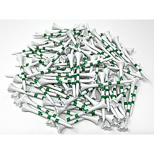 NorthPointe Four Leaf Clover/Shamrock 3 ¼” Plastic Golf Tees – White with Green - 100 Tees in Bulk