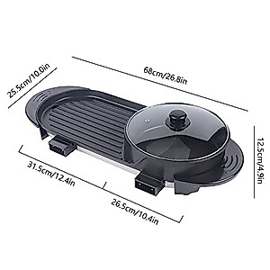 2 in 1 Portable Electric Hot Pot Grill smokeless,Multifunctional Teppanyaki Hot Pot Grill Barbecue Set Korean Hot Pot Grill Indoor Large Capacity Non-Stick Hot Pot Grill,26.77x10.43x4.92inch,2200W