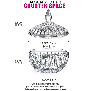 600ml/21oz Large Glass Candy Dish with Lid,Clear Crystal Candy Jar with Lid,Decorative Candy Jar for Candy Buffet, Party, Wedding, Home Decoration,Dishwasher Safe