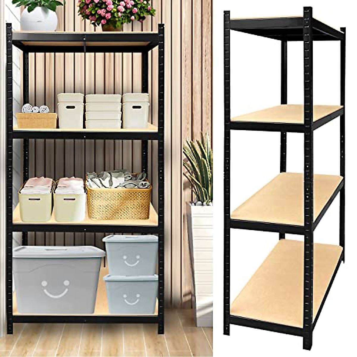 Autofather 63" x 31" x 15" Boltless Shelving Unit 4-Tier Warehouse Garage Shed Utility Home Storage Rack, Heavy Duty Adjustable Organizing Shelf Metal Utility Rack