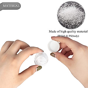 50PCS 5 Gram Sample Containers, 5ml Empty Jars with Lids, Small Cosmetic Containers, Mini Sample Jars with 4PCS Mini Spatulas for Make Up, Oils, Lotion, Powder, Paint, Jewelry, Lip Balms(White Lid)