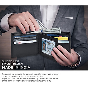 Bi Fold Wallets | Slim Black Genuine Leather Minimalist Front Pocket Wallets For Men | Billfold Wallet | Gifts For Men