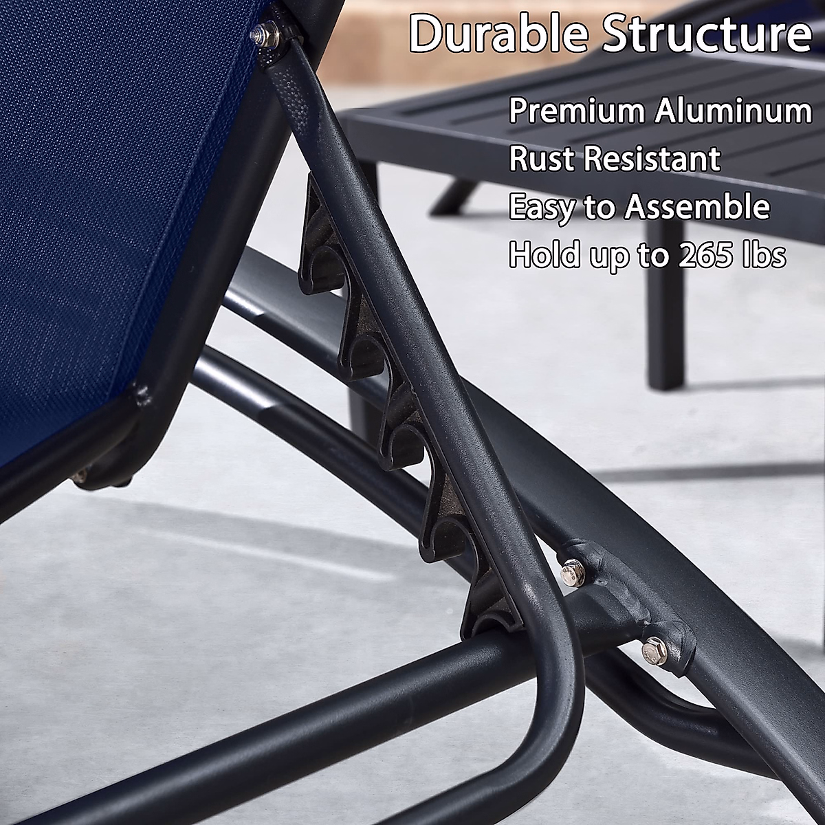 PURPLE LEAF Patio Chaise Lounge Chair Set with 2 Side Table Outdoor Pool Adjustable Recliner Chairs for Outside Beach Poolside Sunbathing Tanning Lounger