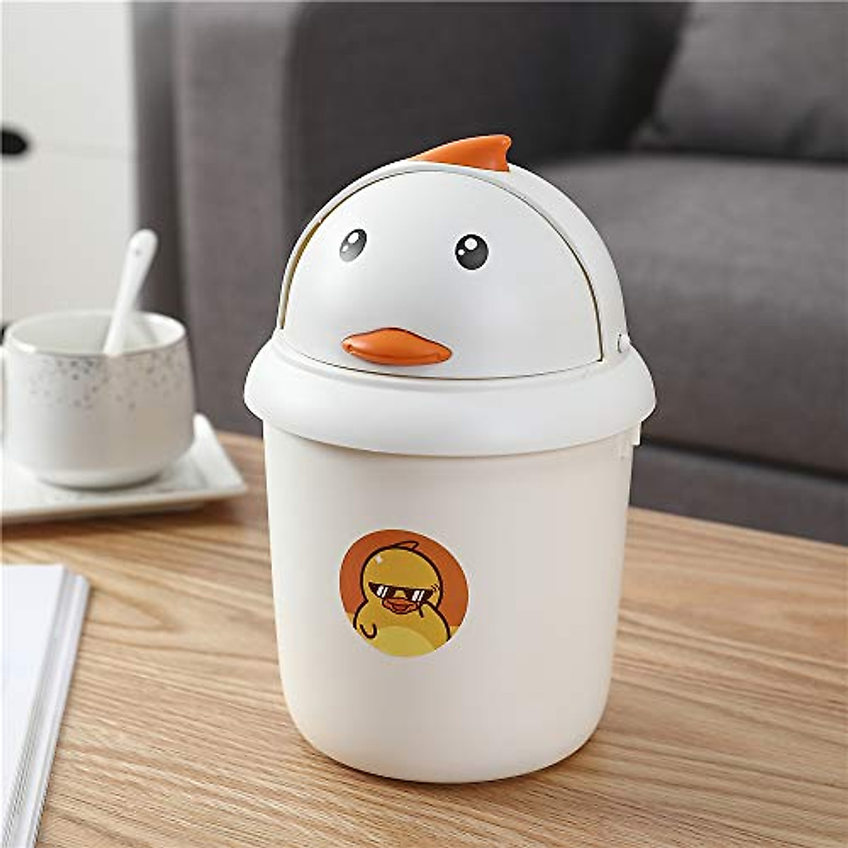 ESD HSDMYSH Countertop Trash Can Desktop Trash Can TabletopTrash Can Mini Garbage cans Cute Trash can for Bedroom Living Room Bathroom Small Wastebasket with Lid(White))