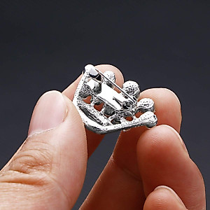 Tinksky 12pcs Fashion Diamante Wedding Party Pageant Tiara Crown Corsage Brooch Pin for Wedding Valentine's Day Gift DIY (Silver)