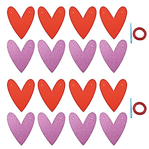 SaktopDeco Red Pink Glitter Heart Garland Banner Valentines Day Banner for Romantic Wedding Anniversary Party Fireplace Decorations