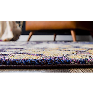 Unique Loom Vita Collection Traditional Over-Dyed Saturated Floral Medallions Area Rug, 8 x 10 ft, Navy Blue/Ivory