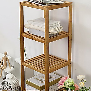 Peach Tree Bamboo Bathroom Shelf Stand Rack Kitchen Living Room Holder Plant Flower Stand Utility Storage Shelf (4-Tier)