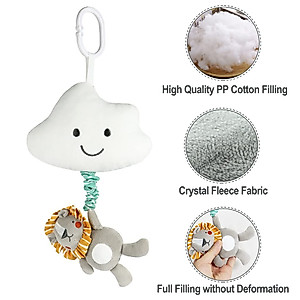 Blublu Park Baby Hanging Musical Toy with Music Box, Baby Lullaby Pull Musical Sensory Toys for Babies Boys and Girls, Clip On Baby Pram Pushchair Cribs Strollers Car Seats Toys, Cloud