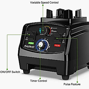 GEMAT Professional Countertop Blender with 1400-Watt Base, Smoothie Blender ,Built-in Timer ,High Power Blender 2L Cups for Frozen Drinks ,Shakes and Smoothies