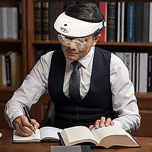 AZFUNN 1X to 6X Headband Magnifier, Head Mount Magnifying Glass with LED Light for Close Work Jewelers Loupe Eyelash Extensions Watch Repair Reading