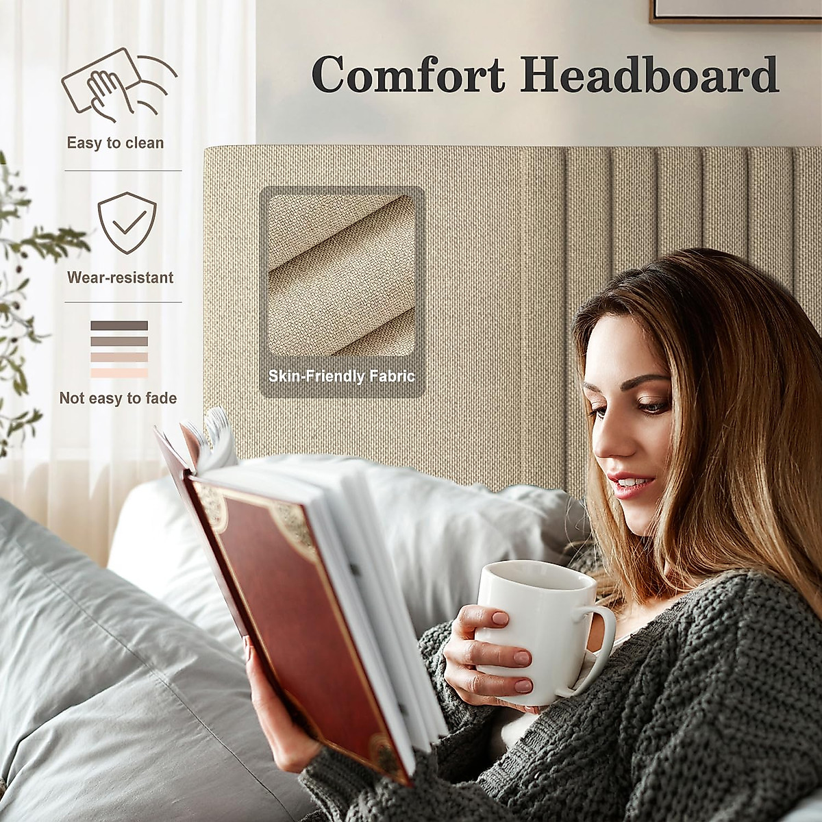 Queen Bed Frame, Lift Up Storage Bed Frame with Upholstered Headboard, Hydraulic Storage Double Bed, Wood Slats Support and Under Bed Storage, No Box Spring Needed Low Bed Frame (Queen, Beige)