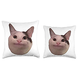 Beluga Cat Throw Pillow, 16x16, Multicolor