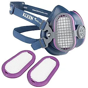 Klein Tools 80044 Face Mask, P100 Half-Mask Respirator Kit with P100 Mask and Replacement Filters For Dust, Metal Fumes, and Mists, Size M/L