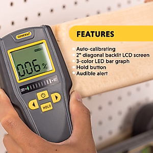 General Tools Digital Moisture Meter MMD7NP - Humidity Sensor- Pinless and Non-Invasive