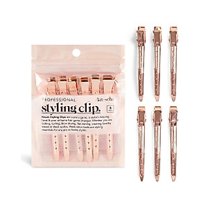 Kitsch Metal Duck Billed Hair Clips - Hair Styling Clips for Sectioning, Cutting, Coloring, Blow Drying and Makeup | Salon Quality Accessories - 6pcs (Rose Gold)