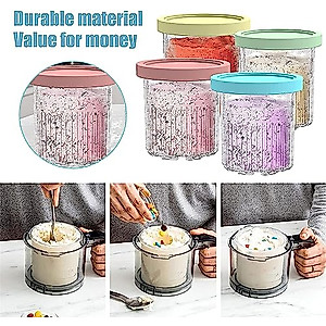 Creami Pint Containers Replacement for Ninja Creami Deluxe Pints 24oz NC501, Compatible with Ninja NC501 NC500 Series Creami Deluxe Ice Cream Makers, Ice Cream Containers with Leak Proof Lids