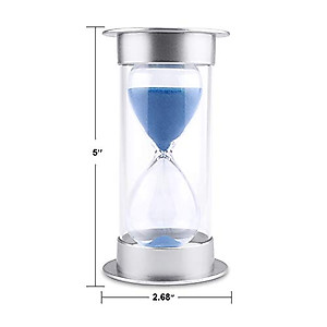 Hourglass Sand Timer 5/10/15/30/45/60 Minutes Sand Glass Timer for Romantic Mantel Office Desk Book Shelf Curio Cabinet Christmas Birthday Gift Kids Games Classroom Kitchen Home Dec (5 min, Blue)