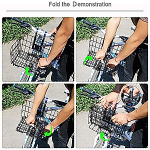 Hamiledyi Folding Bike Basket,Lift-Off Front Bike Basket with Handles Easy Installation Rear Cargo Rack - Rust Proof Bicycle Bag for Mountain Bike Accessories