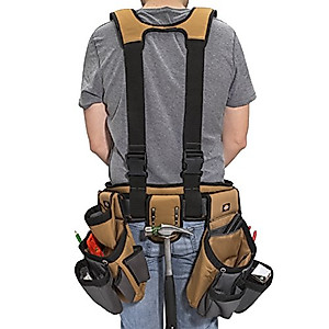 Dickies 4-Piece Carpenter's Rig, Padded Tool Belt Suspenders, Cooling Mesh, Tool Belt, Steel Buckle, Grey/Tan, 3.8 lb.