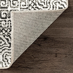 nuLOOM 6' x 9' SpinClean Machine Washable Stain-Resistant Area Rug with Non Slip Backing, Low Profile for Living Room, Bedroom, and Dining Room, Hart Grey