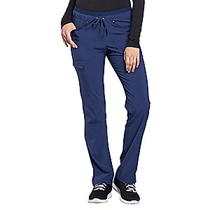 Cherokee Iflex Scrubs for Women, Drawstring Tapered Leg Scrub Pants CK010, L, Navy