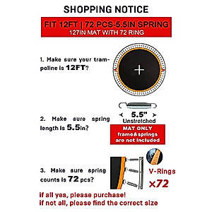 JumpTastic 127in Trampoline Mat, Fits 12Ft Frame Use 5.5in Spring (Not Include Spring, Mat's Diameter:127in)